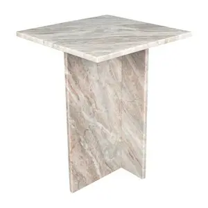 JONATHAN Y Cecil 18.5" Contemporary Natural Marble Handmade T-shaped End Table - Gray/beige