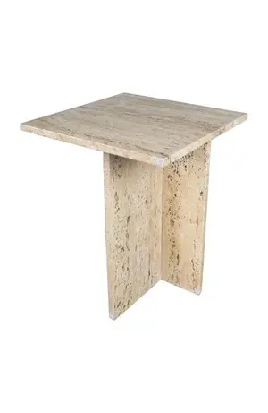 JONATHAN Y Cecil 18.5" Contemporary Natural Marble Handmade T-shaped End Table - Travertine