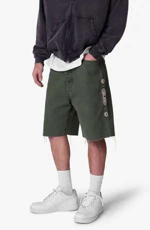 Mnml Mojave Raw Hem Canvas Shorts - Olive