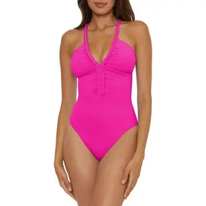 SOLUNA Lake Side Tie Back One-Piece Swimsuit Pink Flambe