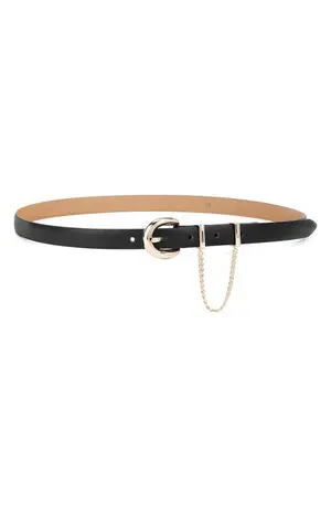 Ettika Chain Buckle Leather Belt - Black