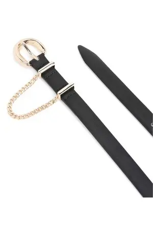 Ettika Chain Buckle Leather Belt - Black
