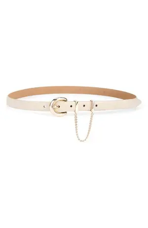 Ettika Chain Buckle Leather Belt - Ivory