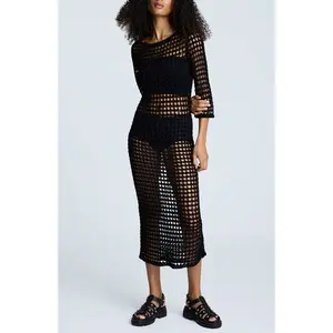 KENNETH COLE Open Stitch Maxi Knit Dress