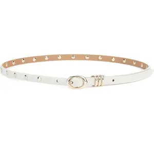 Ettika Skinny Studded Leather Belt - Vanilla