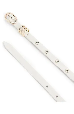 Ettika Skinny Studded Leather Belt - Vanilla