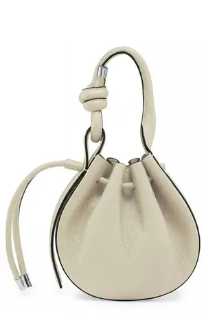 BEHNO Mini Ina Pebble Leather Crossbody Bag - Bone