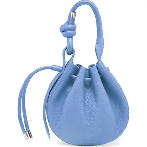 BEHNO Mini Ina Pebble Leather Crossbody Bag - Ocean Blue