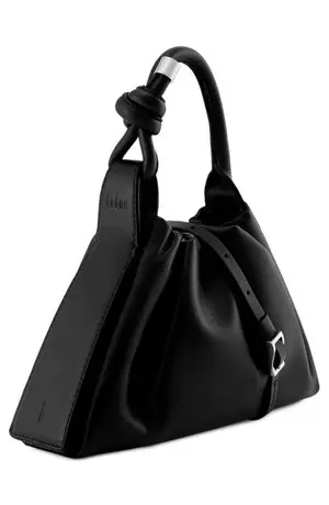 BEHNO Mini Tina Ruched Baguette Top Handle Bag - Black