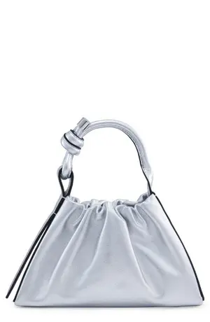 BEHNO Mini Tina Ruched Baguette Top Handle Bag - Silver