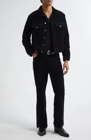 MIDNIGHT RODEO Frayed Hem Velvet Bootcut Pants