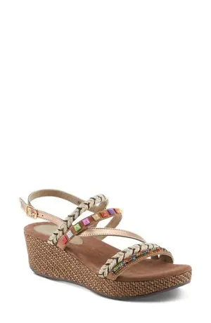 SPRING STEP SHOES Hugbug Wedge Sandal - Tan Multi