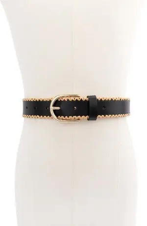 Kate Spade New York Straw Edge Leather Belt