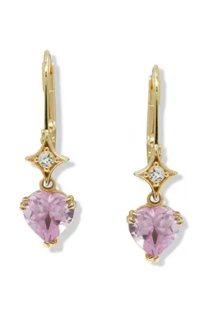 Anzie Jac + Jo Heart Drop Earrings - Pink