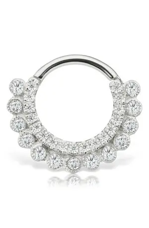 MARIA TASH Diamond Aspara Single Clicker Hoop Earring 18k White Gold/ Diamond