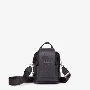 Fendi Roma Leather Strike Minione-shoulder Backpack In Leather - Black