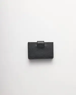 Prada Saffiano And Smooth Leather Card Holder - Black