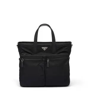 Prada Re-nylon And Saffiano Leather Tote Bag - Black