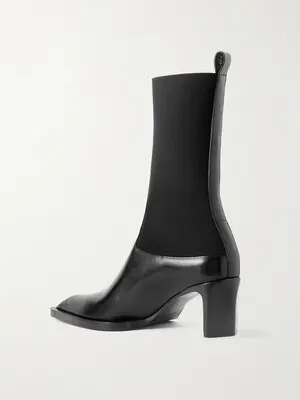 JIL SANDER Stretch-knit And Leather Ankle Boots