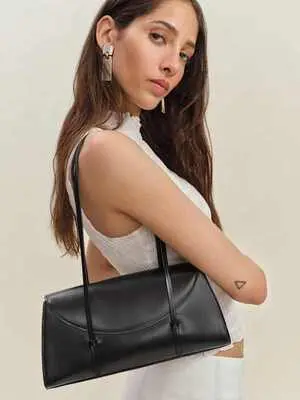 REFORMATION Elena Shoulder Bag - Black
