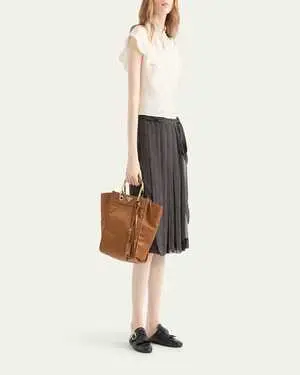 Prada Pleated Chiffon Skirt - Nero