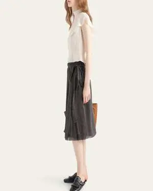 Prada Pleated Chiffon Skirt - Nero