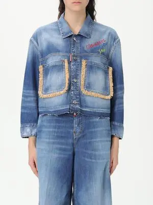 Dsquared2 Jacket With Fringe Detail - Denim