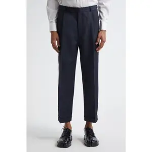 MAISON MARGIELA Pleated Crop Barathea Straight Leg Pants - Blue