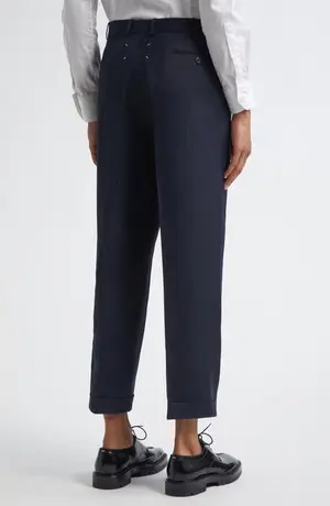MAISON MARGIELA Pleated Crop Barathea Straight Leg Pants