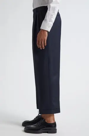 MAISON MARGIELA Pleated Crop Barathea Straight Leg Pants
