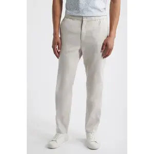 Bugatchi Stretch Linen & Cotton Drawstring Pants - Stone