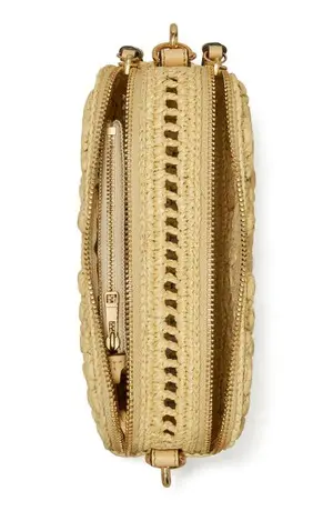 Tory Burch Mini Miller T Monogram Raffia Crossbody Bag
