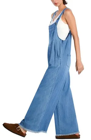 BILLY T Claire Wide Leg Overalls - Denim