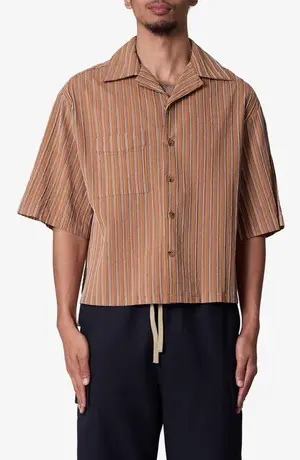 Mnml Stripe Crop Camp Shirt