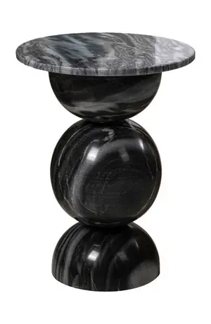 JONATHAN Y Aura 19" Modern Natural Marble Handmade Stacked Round Pedestal End Table - Dark Gray/light Gray