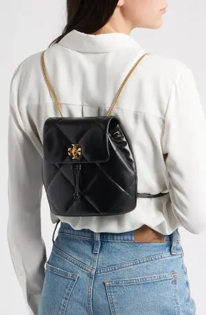 Tory Burch Small Kira Diamond Quilted Leather Backpack - Black