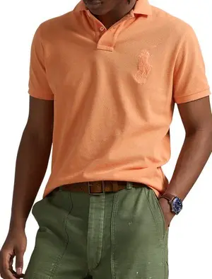 Ralph Lauren Big & Tall Big Pony Mesh Polo Shirt - Classic Peach
