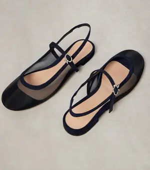GIANVITO ROSSI Leather-trimmed Organza Ballet Flats - Blue