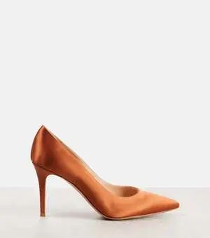 GIANVITO ROSSI 85 Satin Pumps - Brown