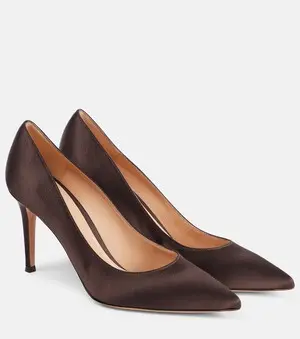 GIANVITO ROSSI 85 Satin Pumps - Brown