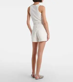 AREA Embellished Denim Shorts - White