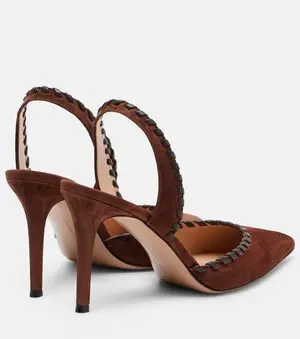 GIANVITO ROSSI Leather-trimmed Suede Slingback Pumps - Brown