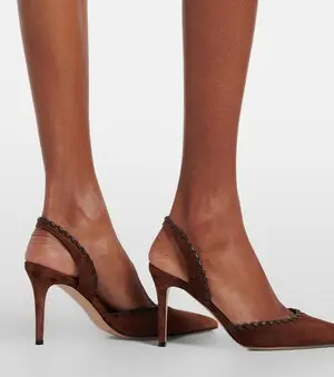 GIANVITO ROSSI Suede Slingback Pumps - Brown