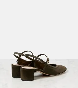 GIANVITO ROSSI Suede Slingback Pumps - Green