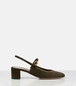 GIANVITO ROSSI Suede Slingback Pumps - Green