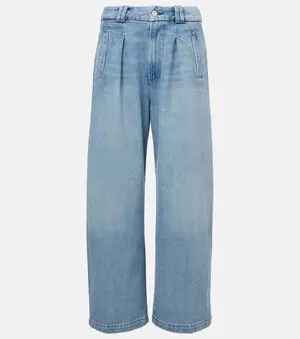 Citizens Of Humanity Cara Twill Cropped Wide-leg Pants - Blue
