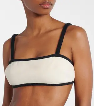 ADRIANA DEGREAS Cotton-blend Terry Bikini Top