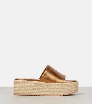 GIANVITO ROSSI Metallic Leather Espadrille Slides