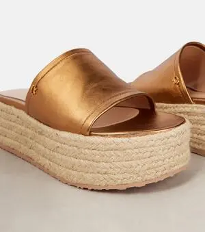 GIANVITO ROSSI Metallic Leather Espadrille Slides