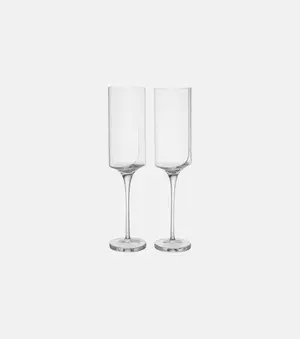 ZAHA HADID DESIGN Hew Set Of 2 Champagne Flute Glasses - Transparent
